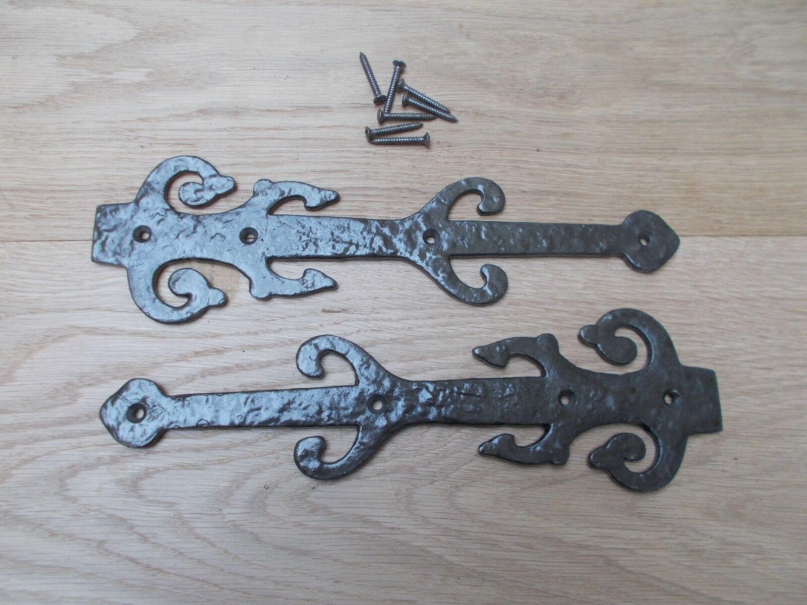 Pair of antique iron gothic tudor cast iron dummy false hinge fronts ...