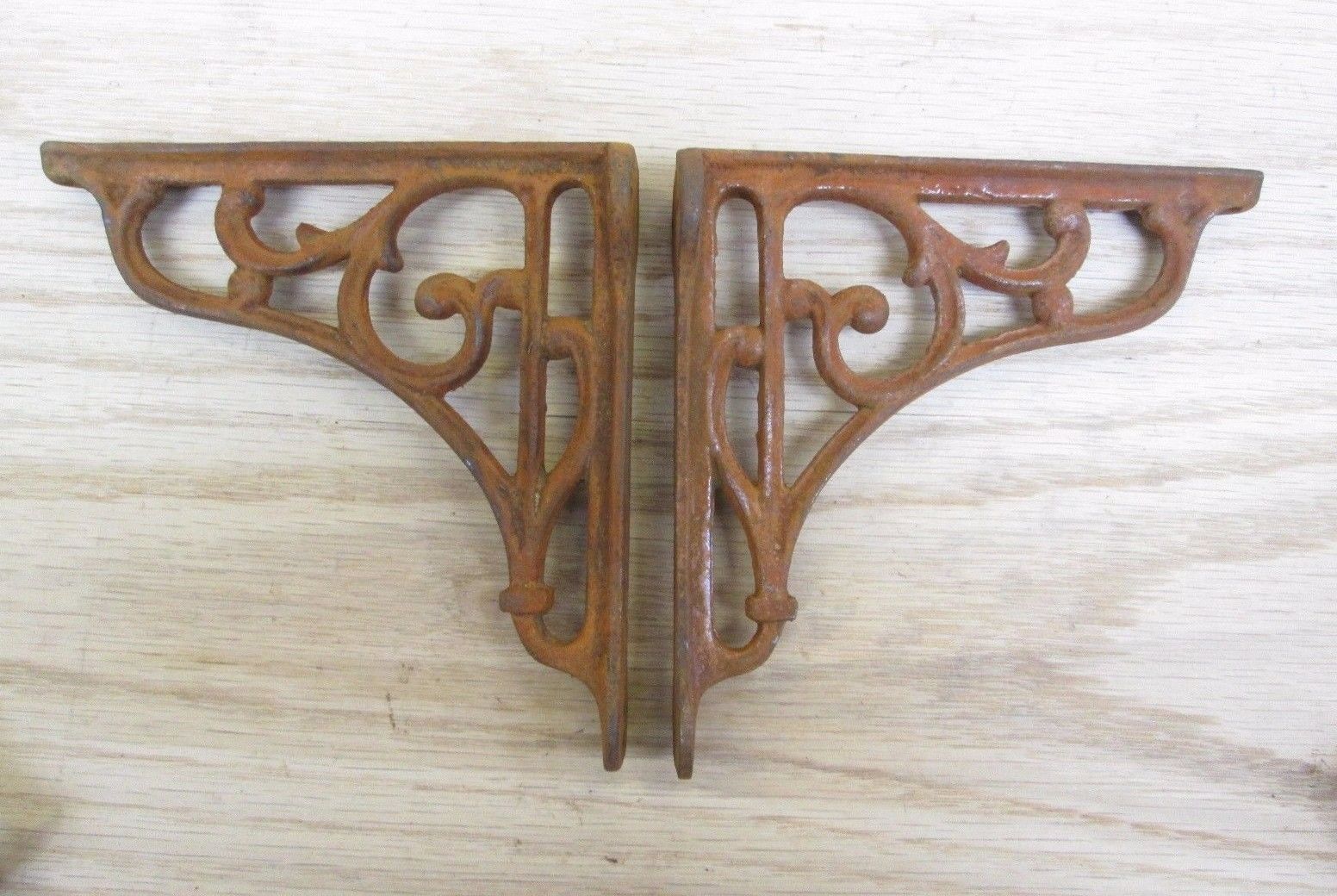 Pair of vintage classic old victorian scroll shelf brackets bracket ...