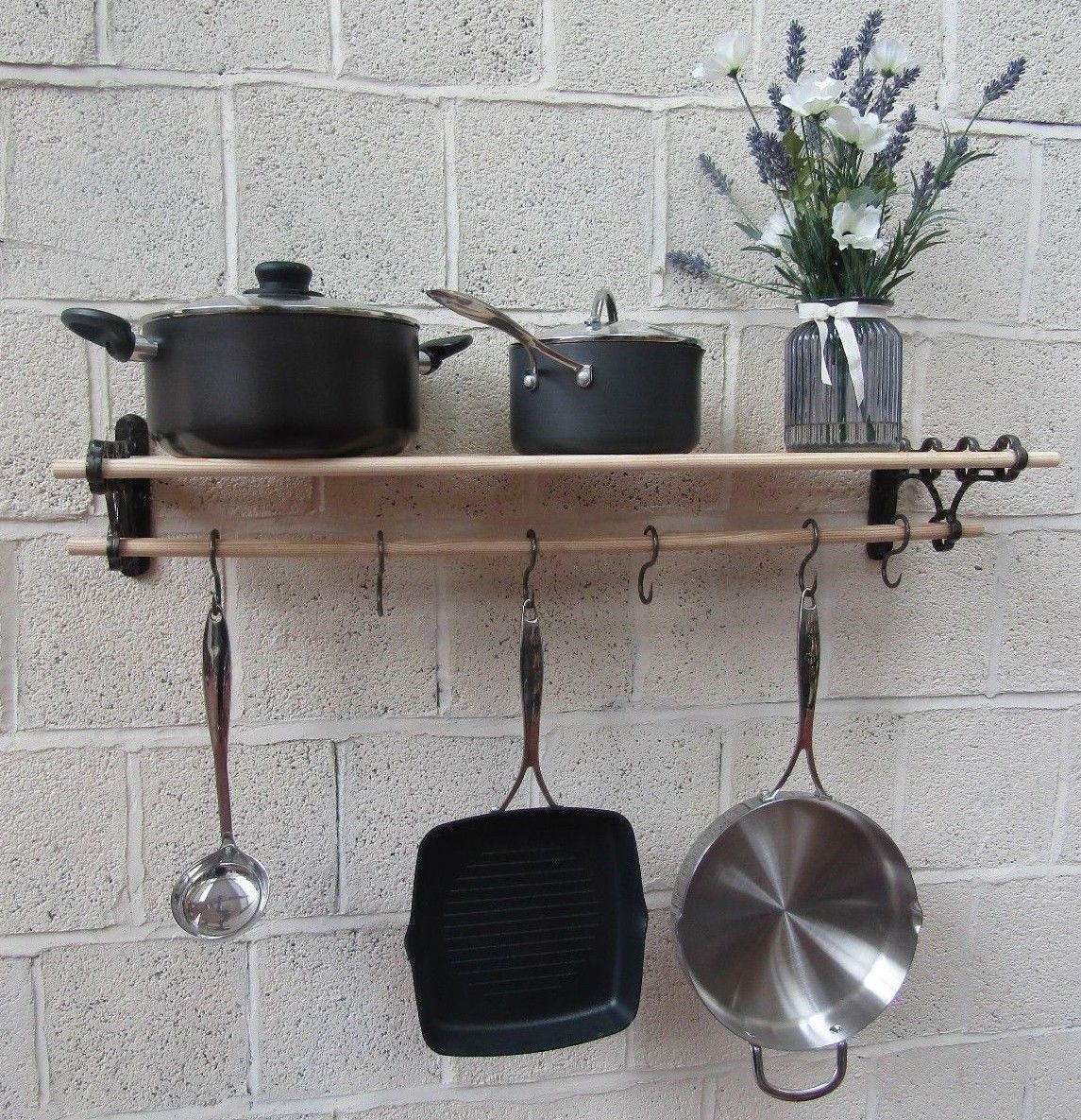 Antique Iron Kitchen Pot Pan Rack 1.5m | Ironmongery World