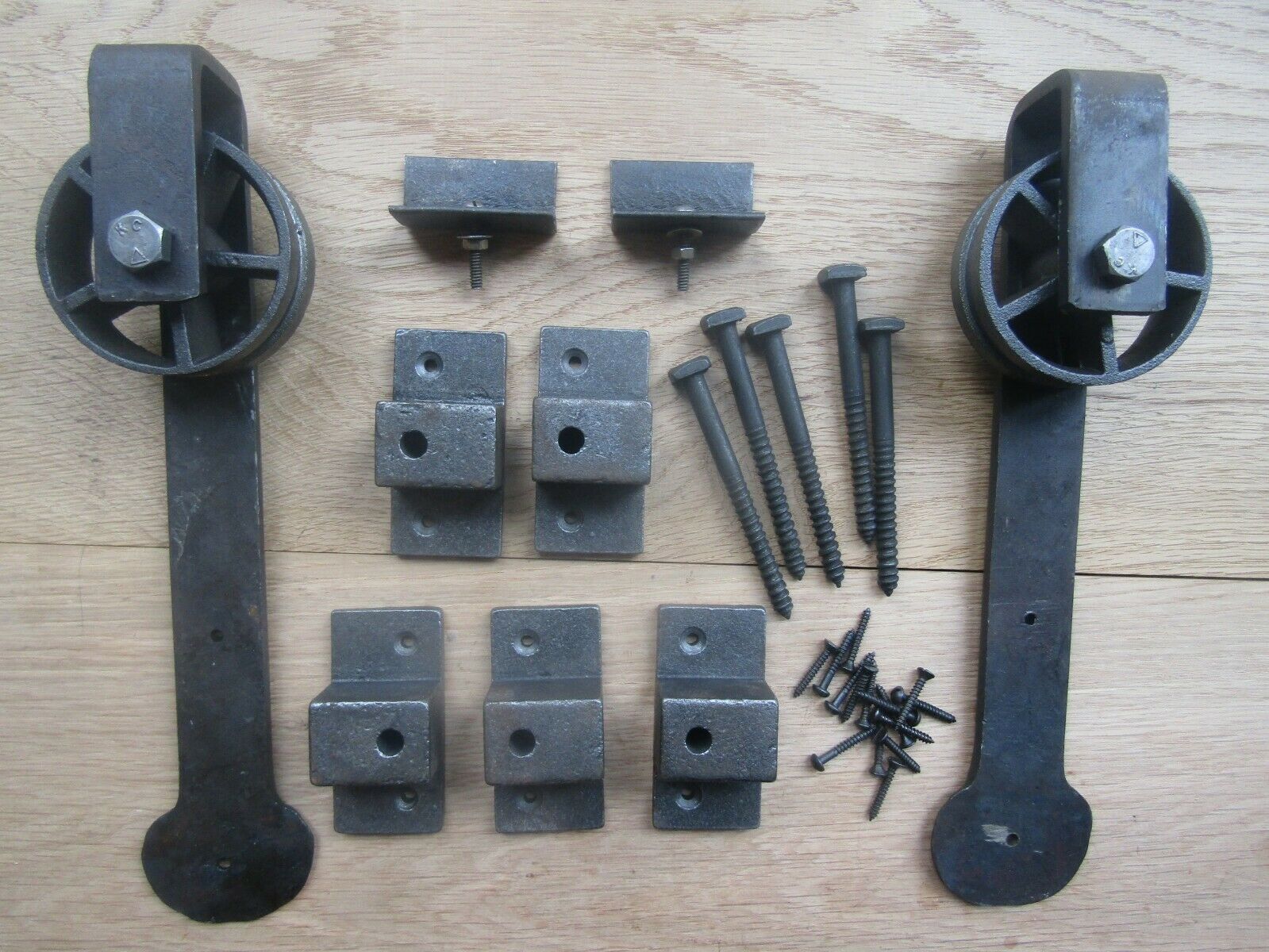 Wrought iron rustic vintage style barn strap hanging sliding door kit ...