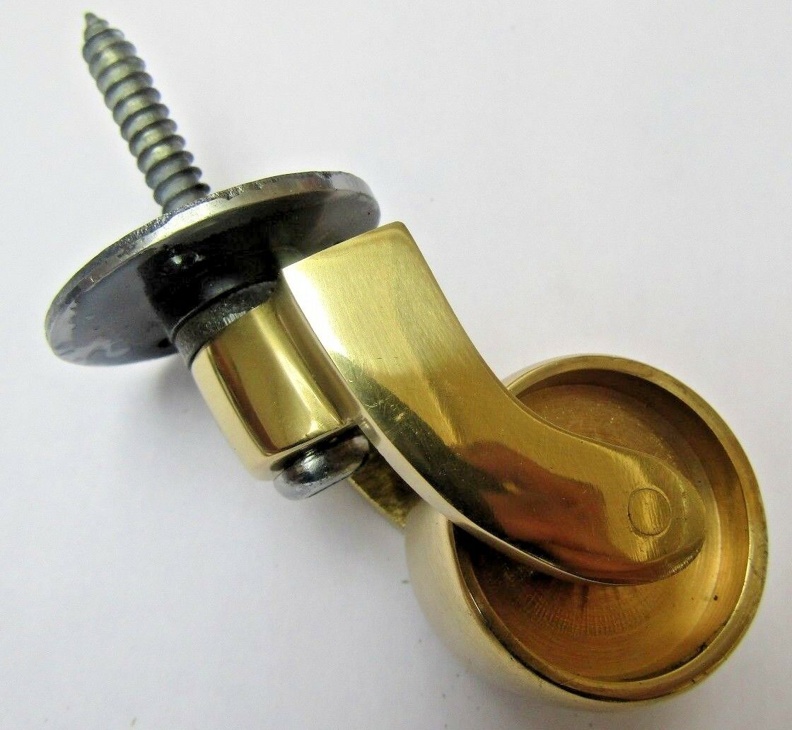 Furniture Swivel Wheel Screw In Castor Polished Brass | Ironmongery World