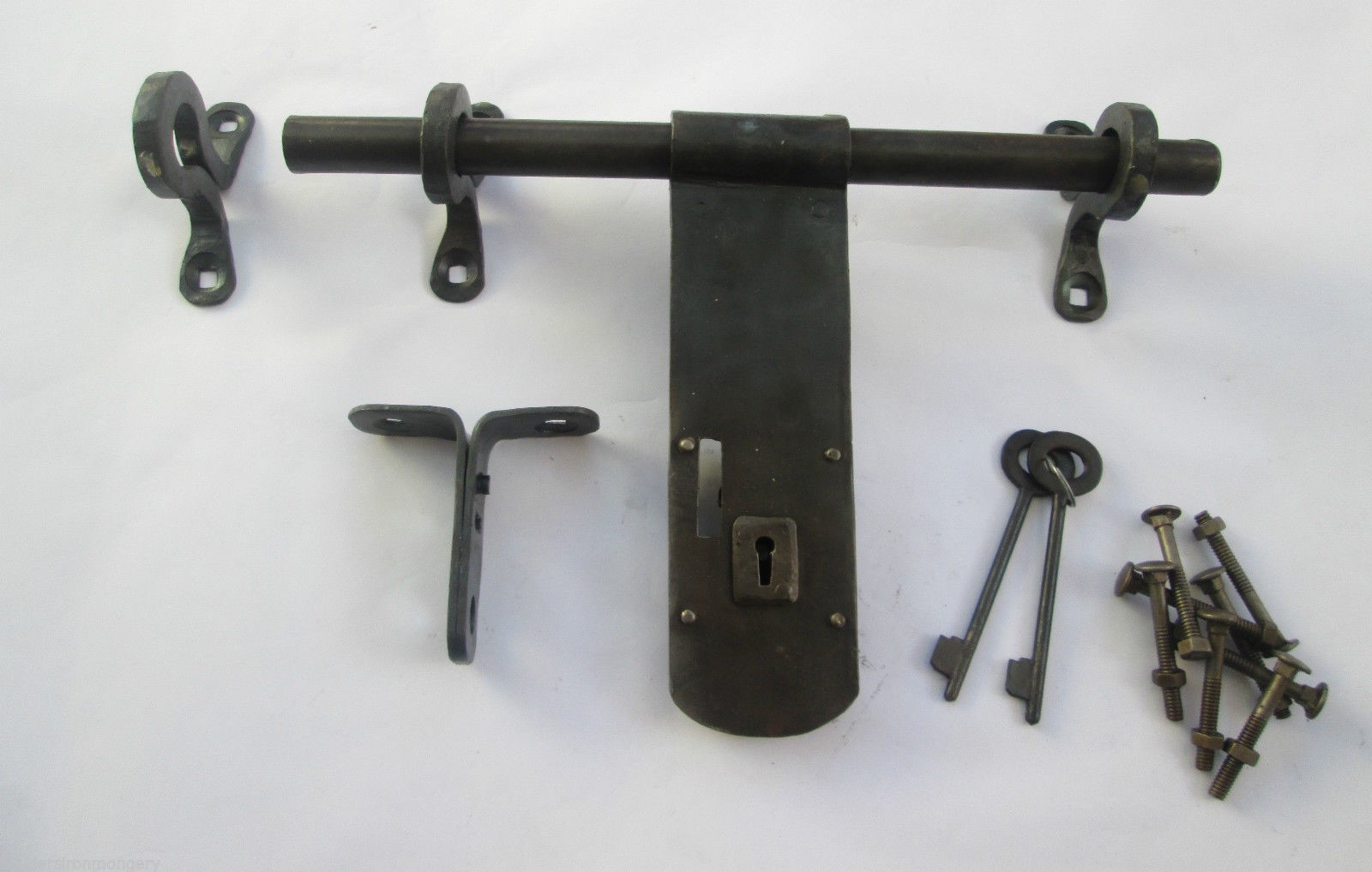 Wrought Iron Hand Forged Sliding Cross Bolt Lock Padlock Bolt Extra ...