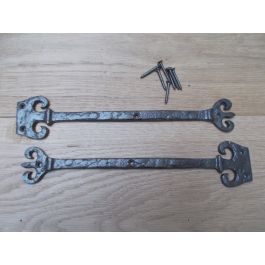 Pair of antique iron gothic tudor cast iron dummy false hinge fronts ...