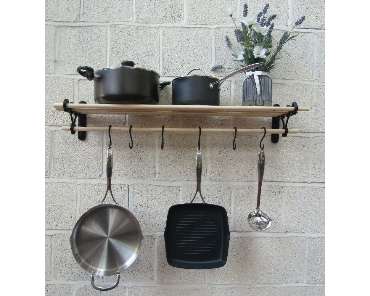 Black Antique Kitchen Pot Pan Rack 0.9 | Ironmongery World