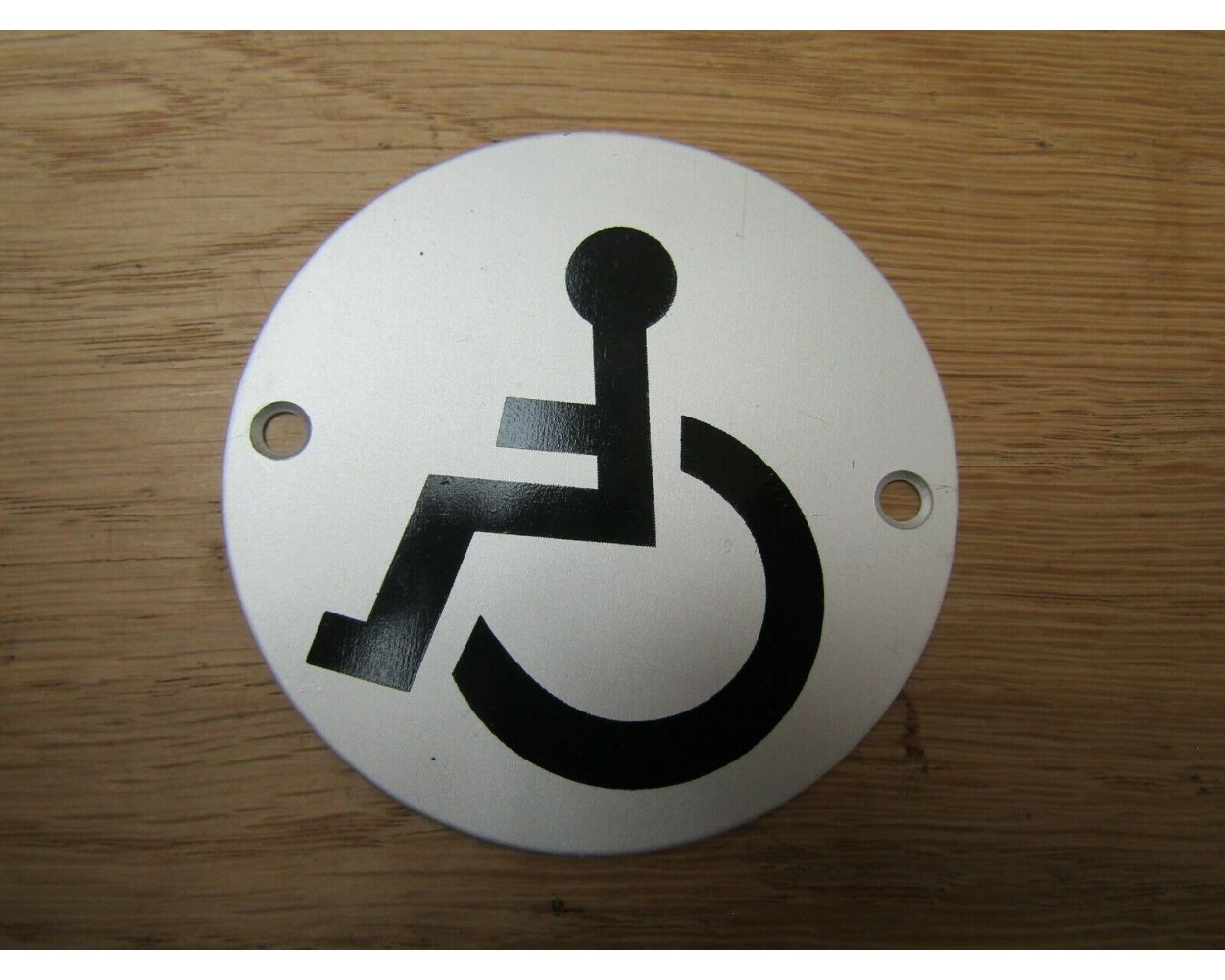 Disabled Door Sign Plate Plaque Circle Satin Aluminium | Ironmongery World
