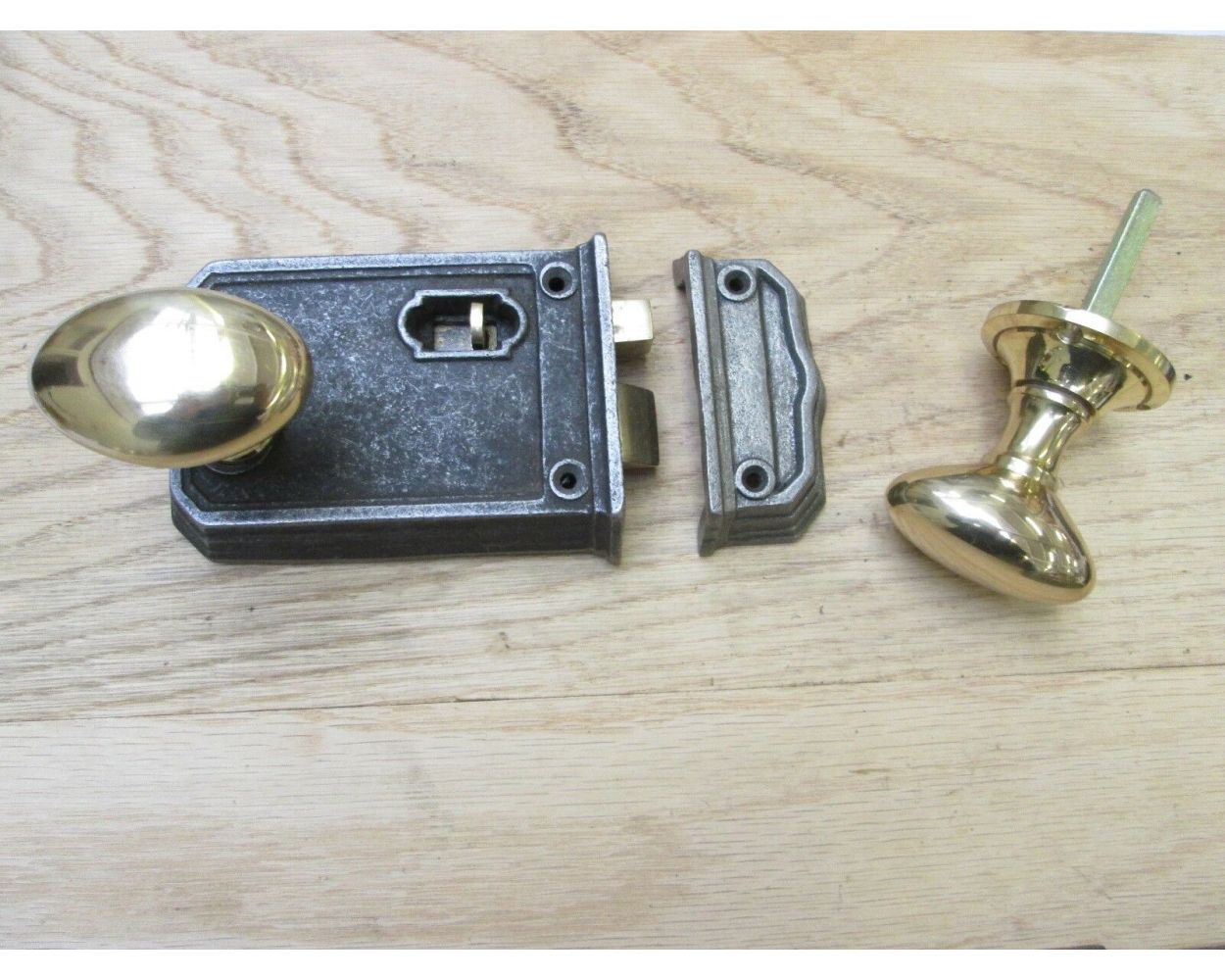 Large Rim Latch Antique Iron & Oval Rim Brass Set | Ironmongery World