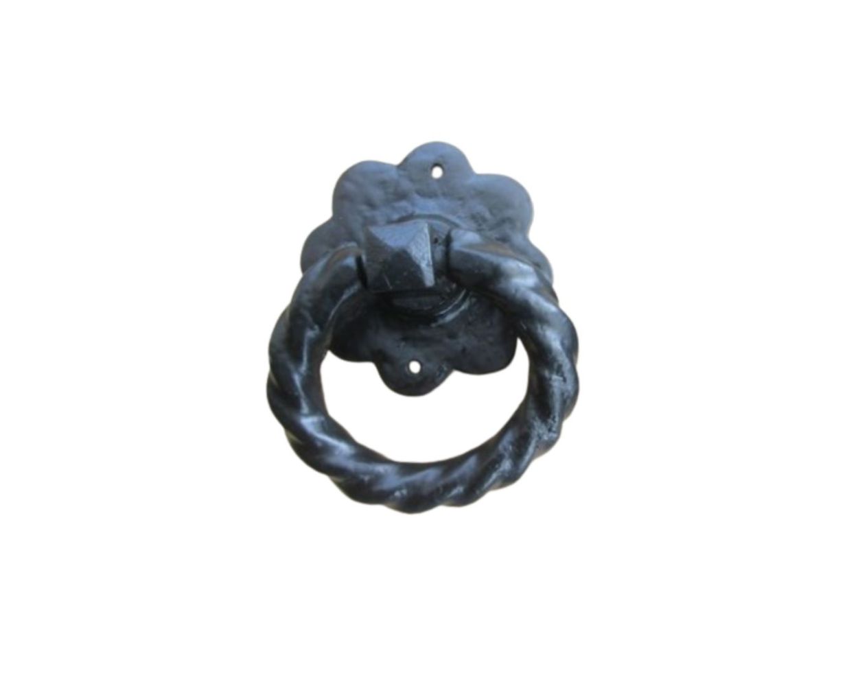 Large Twisted Rope Design Ring Pull Handle Cast Iron Black Antique | Ironmongery World