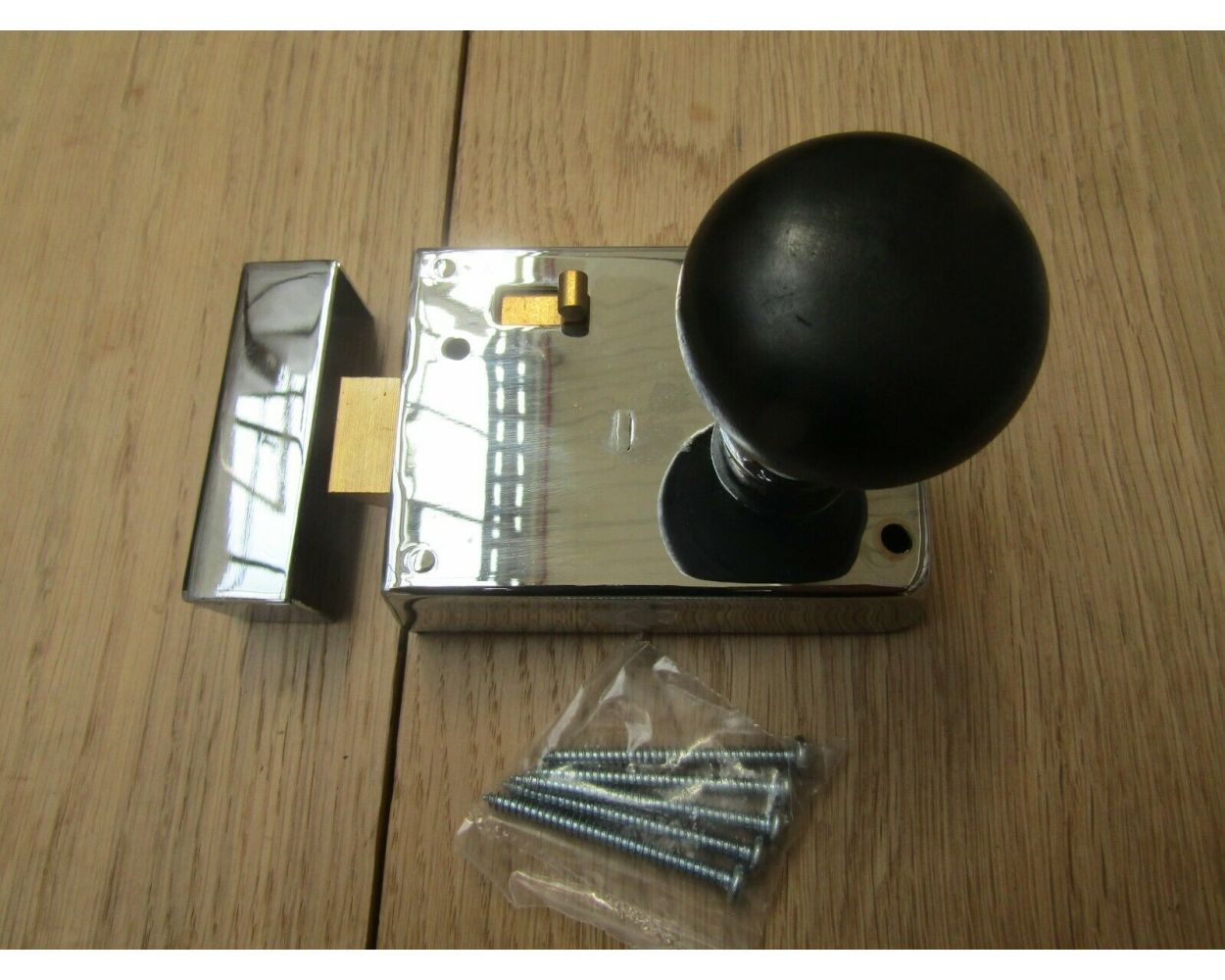Ebony & Polished Chrome Black Rim Latch Set | Steel Rim Latch ...
