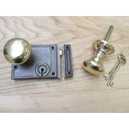 Horizontal Rim Lock Antique Iron & Victorian Round Rim Set ...