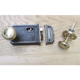 Large Rim Latch Antique Iron & Georgian Rim Brass Set | Ironmongery World