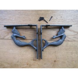 Mermaid Nautical Shelf Brackets Cast Iron Vintage Scaffold Shelving ...