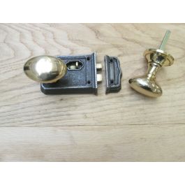 Small Rim Latch Antique Iron & Oval Rim Brass Set | Ironmongery World