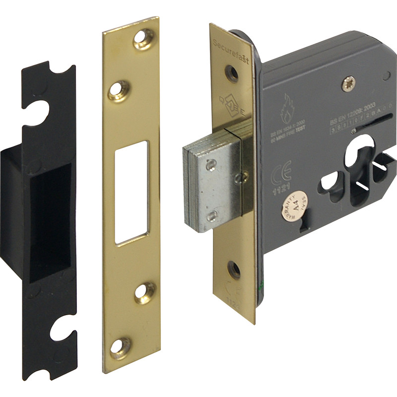 Euro Profile Deadlock 76mm Polished Brass | Ironmongery World