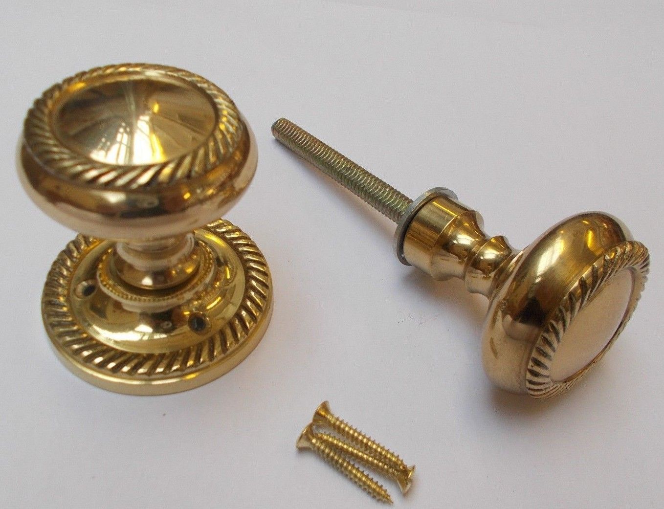Rim Door Knob Set Georgian Polished Brass | Ironmongery World