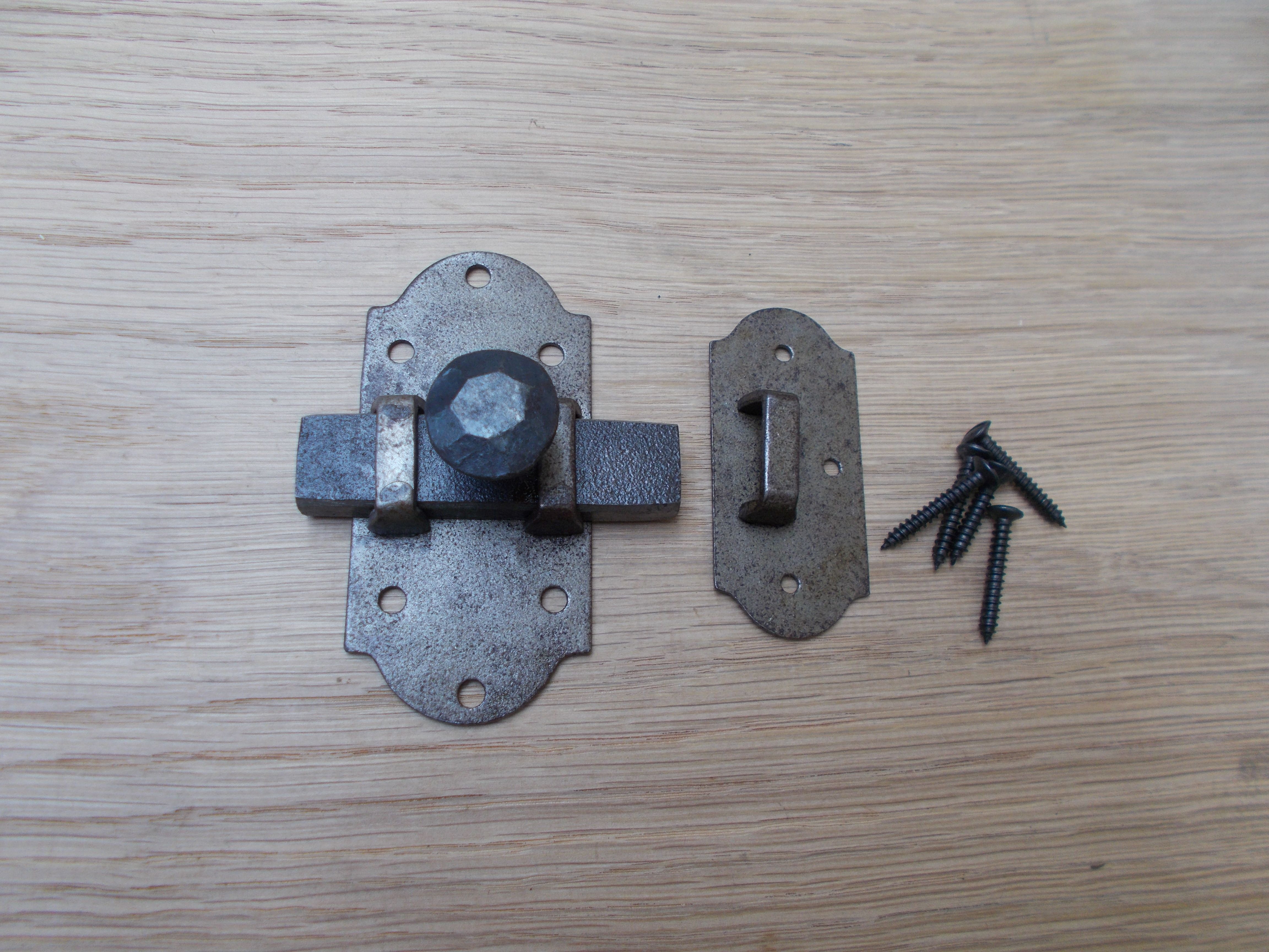 Hand forged blacksmith old vintage antique rustic slide catch bolt ...