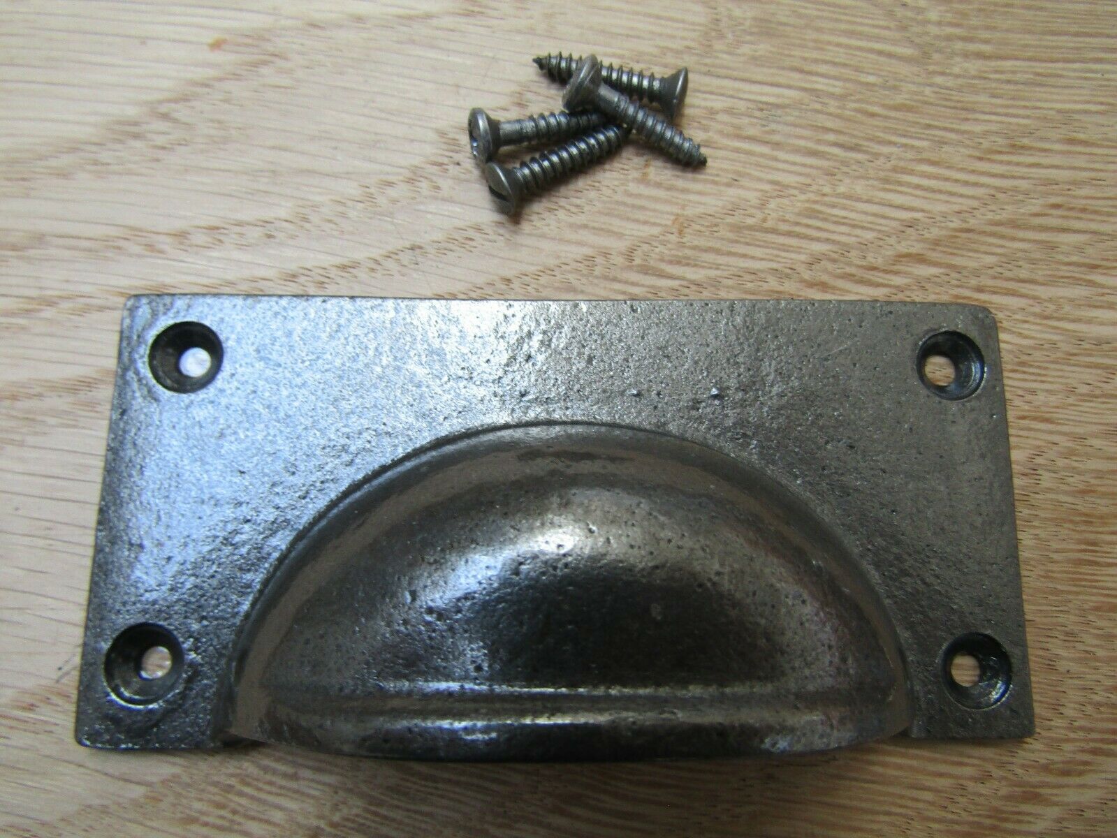 Large Lipped Rectangular Cup Pull Handle Antique Iron | Ironmongery World
