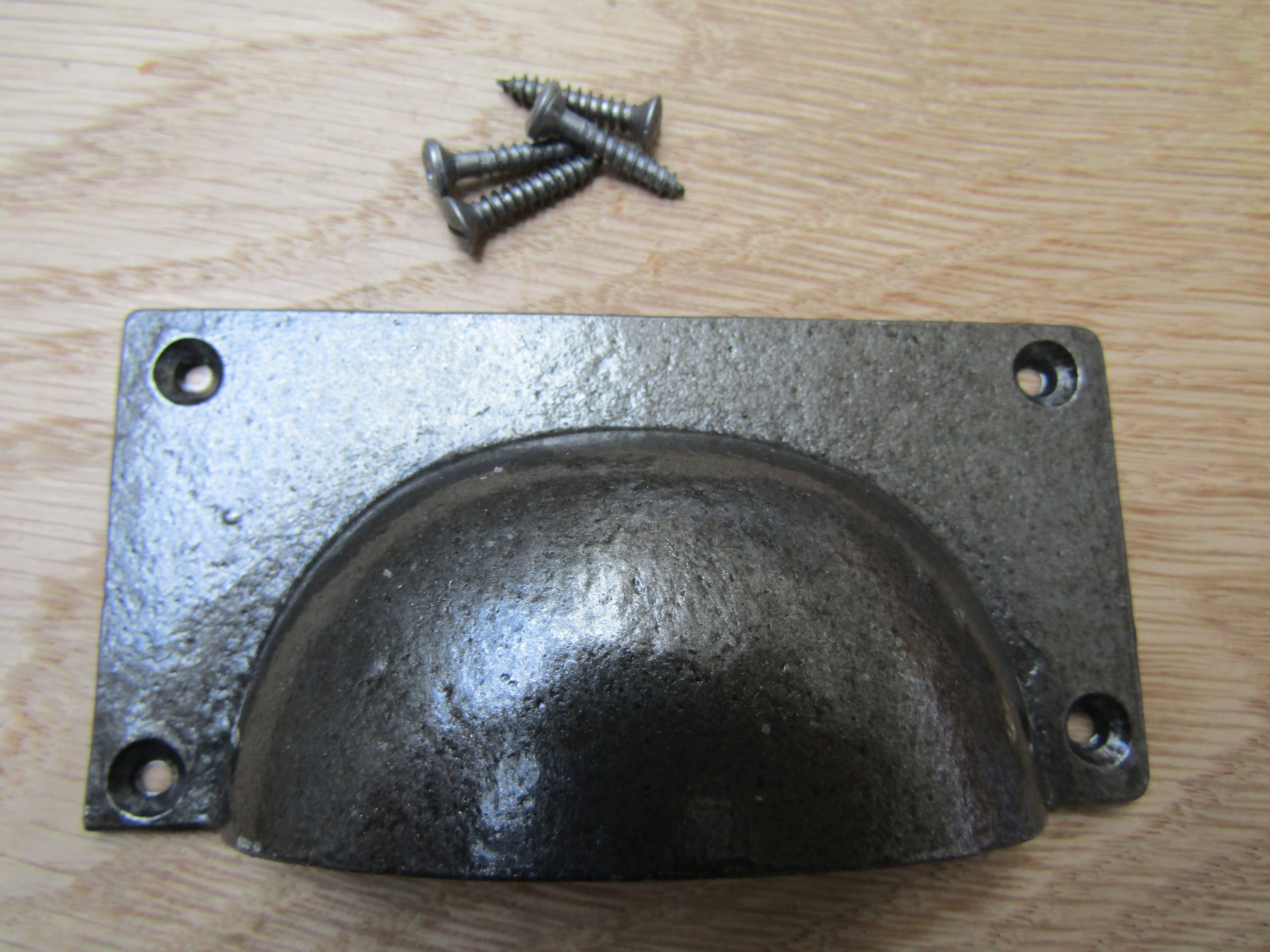 Large Rectangular Cup Pull Handle Antique Iron | Ironmongery World