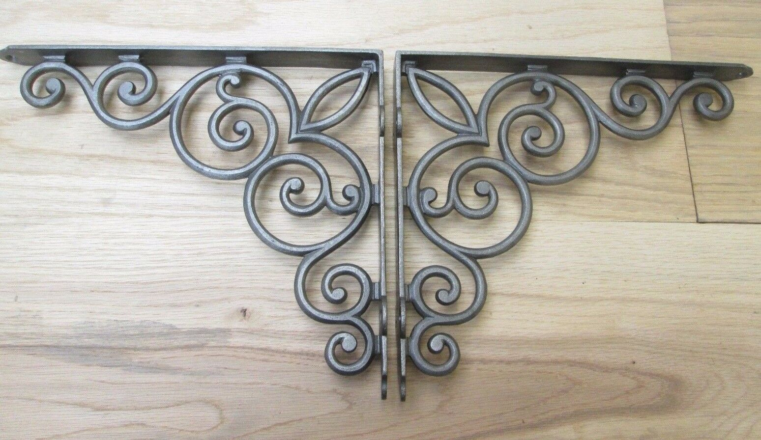 Buy Pair Of Large Scroll Shelf Brackets Antique Iron 12" | Ironmongery ...