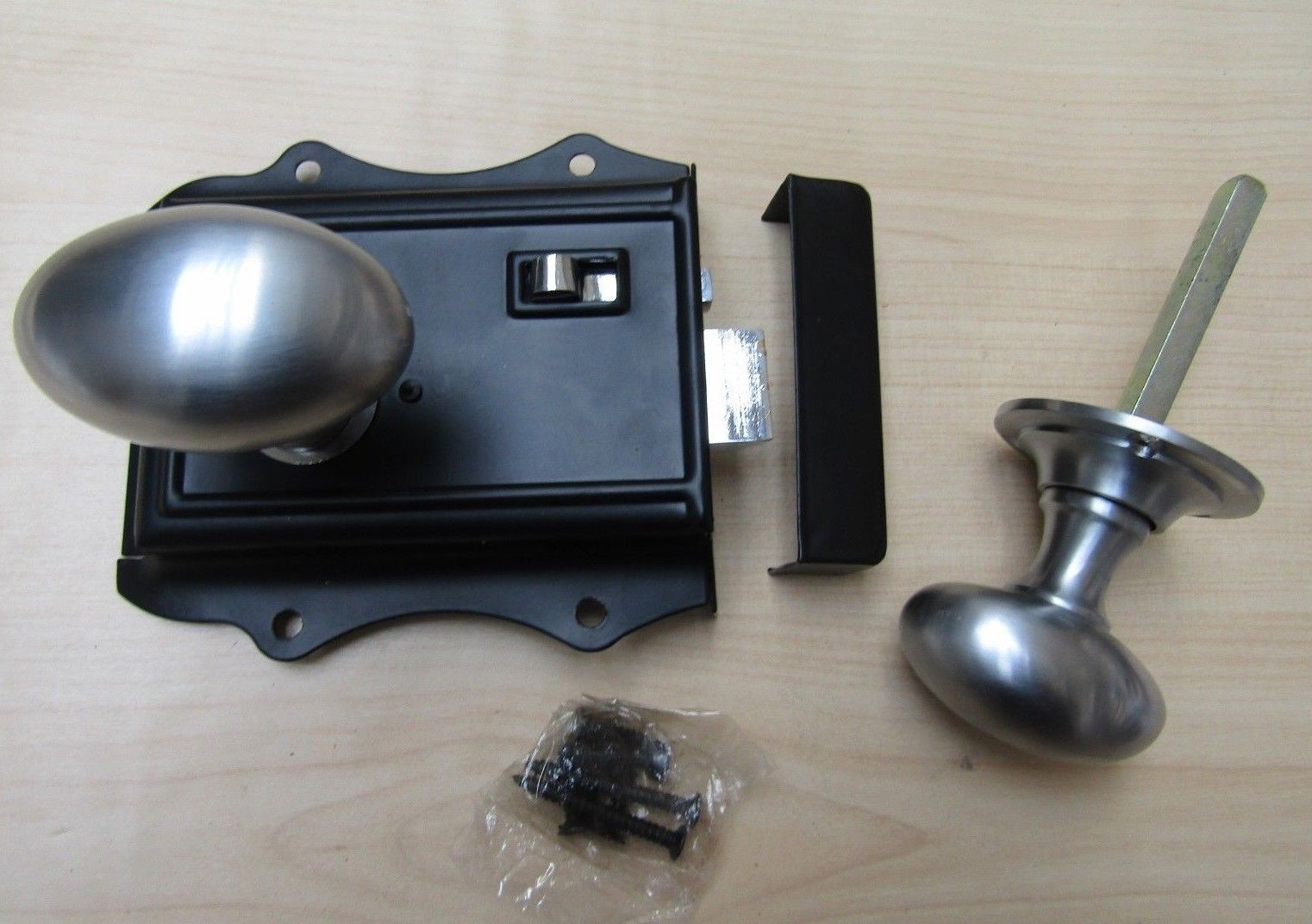 Buy Black Olde Rim Latch & Oval Rim Satin Chrome Sets | Ironmongery World