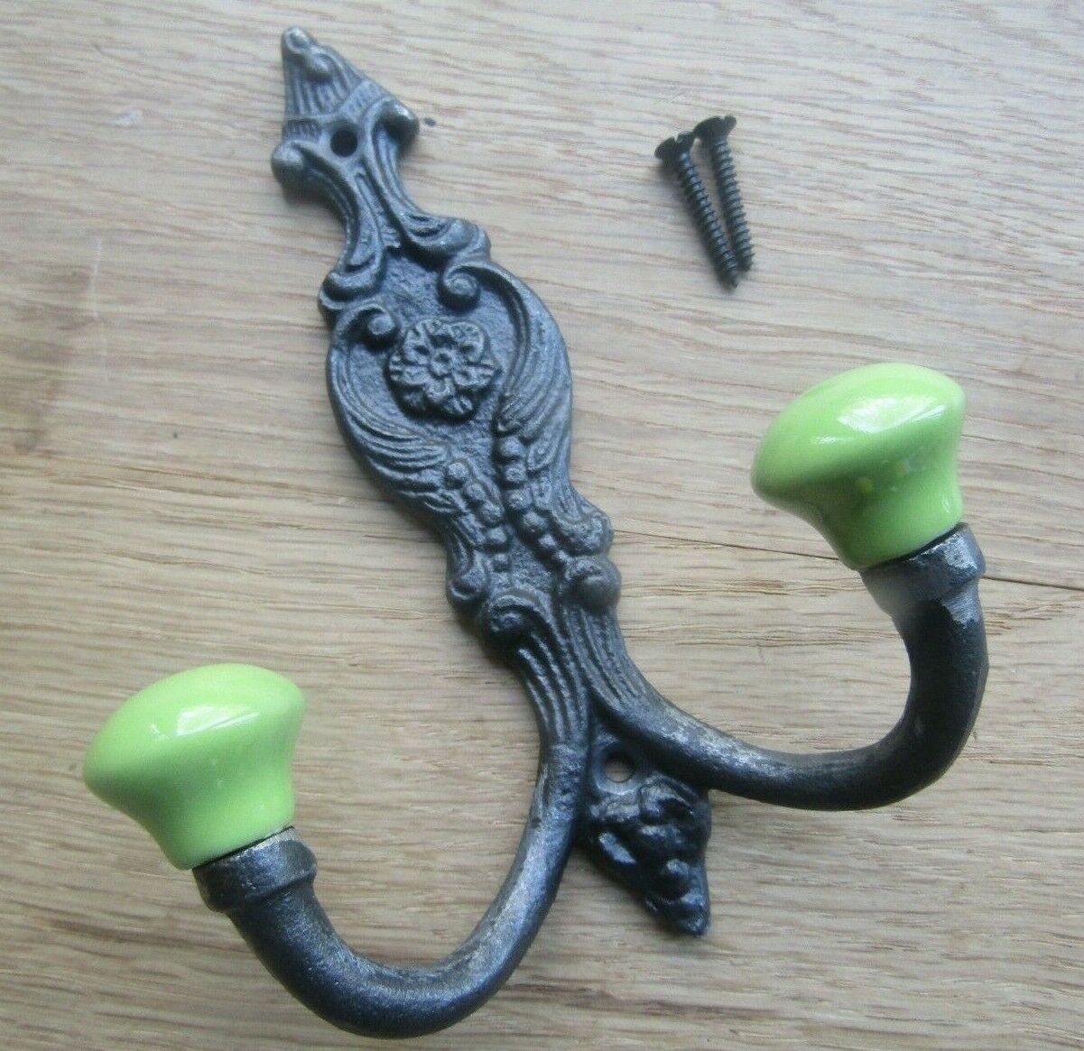 French Ornate Ceramic Hook Lime Green | Ironmongery World