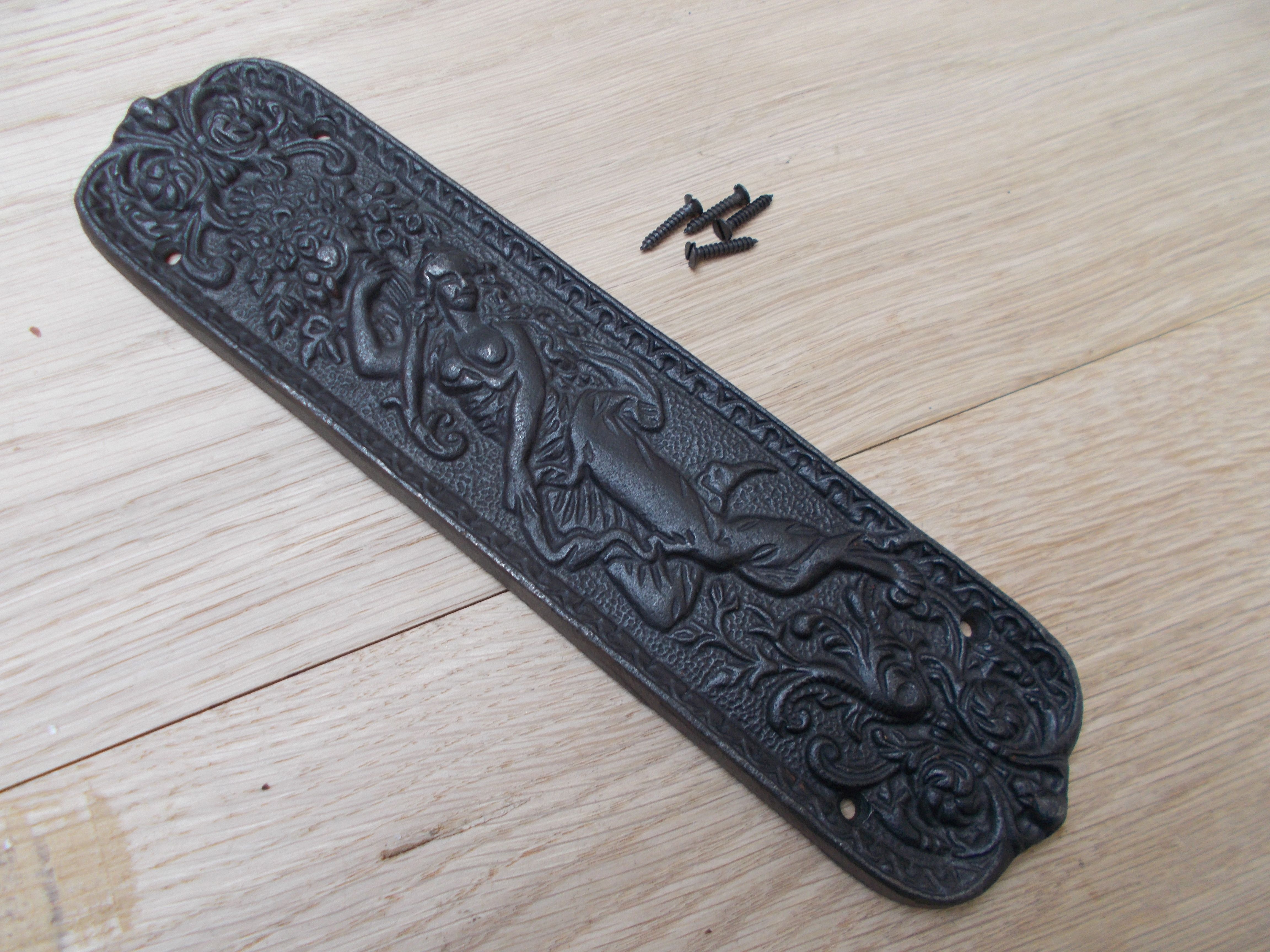 Cast iron antique iron rustic old vintage finger plate door push pull ...