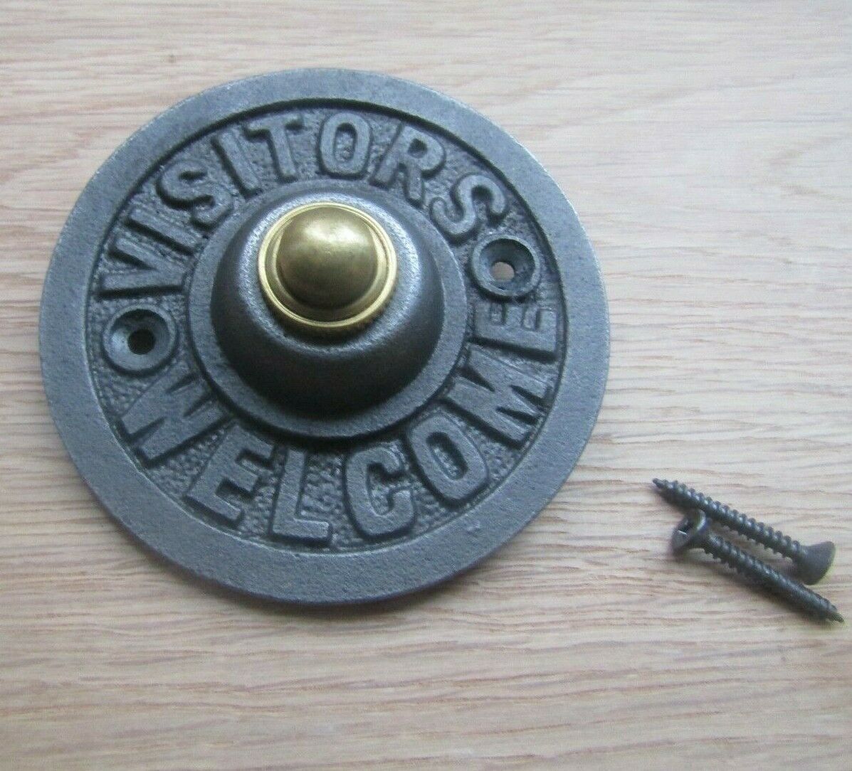 Visitors Welcome Door Bell Push Antique Iron | Ironmongery World